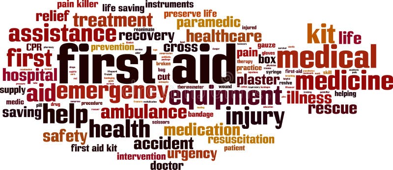 First aid word cloud stock vector. Illustration of relief - 189421428