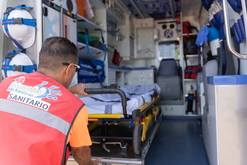 First Aid Worker Working on an Ambulance Stock Image - Image of rescue ...