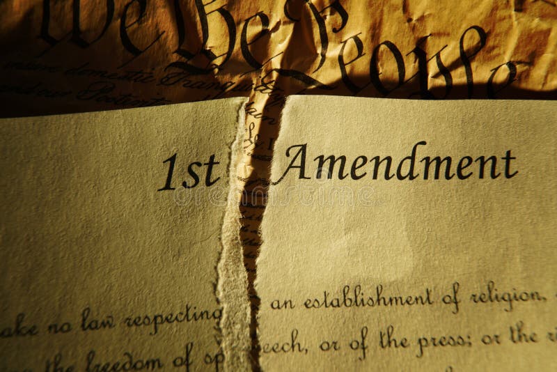 The First Amendment Ripped in Half and the US Constitution Stock Photo ...