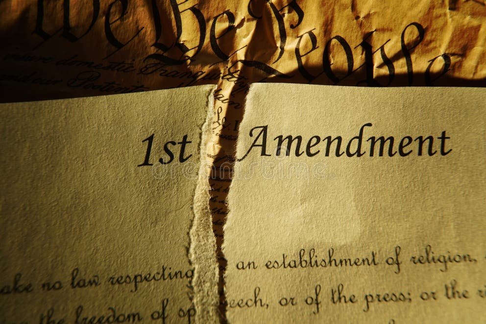 The First Amendment Ripped in Half and the US Constitution Stock Photo ...