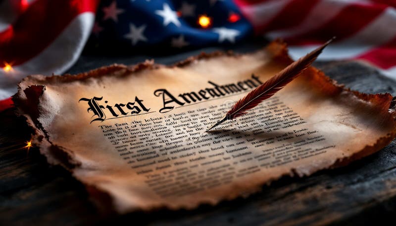 First Amendment Text with Quill Pen and Flag Stock Illustration ...