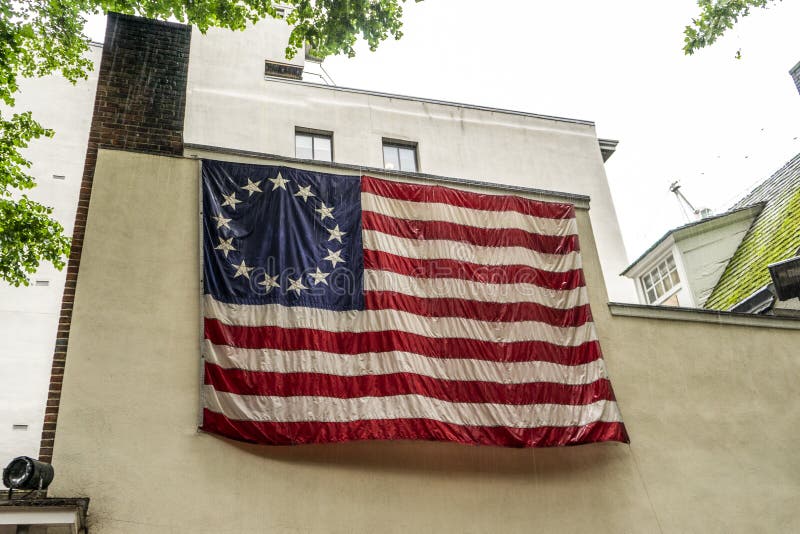 The First American Flag on a Building Stock Image - Image of stars ...