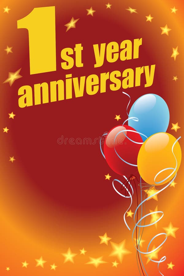First anniversary stock vector. Illustration of announcement - 97793183