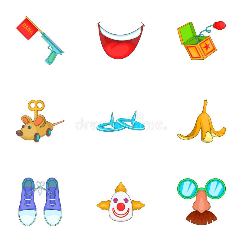 First of April Icons Set, Cartoon Style Stock Vector - Illustration of ...