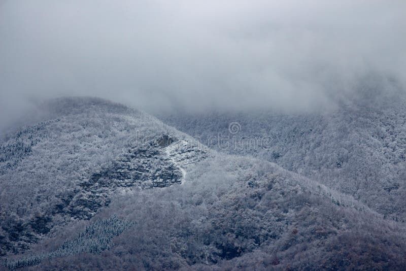 First Autumn Snowfall on the Italian Mountains Stock Photo - Image of ...