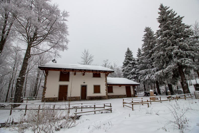 First Autumn Snowfall on the Italian Mountains Stock Image - Image of ...