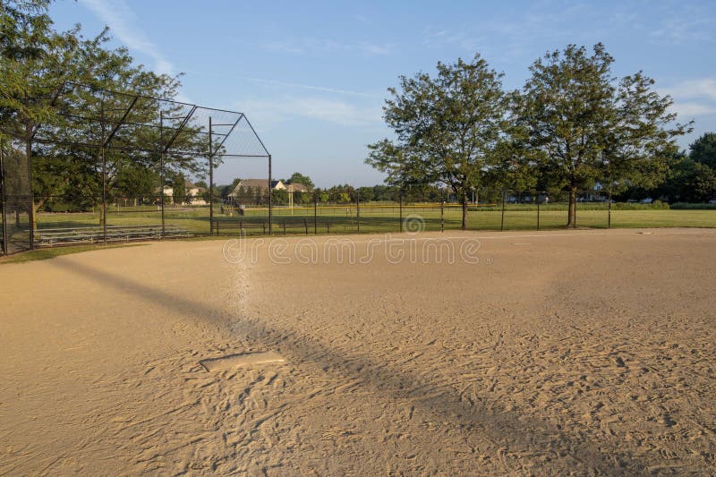 First Base To Home Plate on Diamond One at Dawn Stock Photo - Image of ...