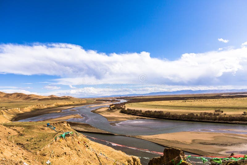 The First Bend of the Yellow River Stock Photo - Image of blue ...