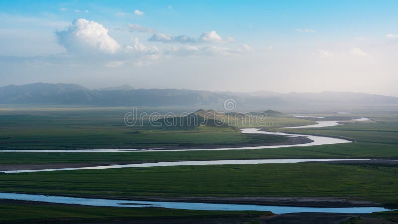 The First Bend of the Yellow River in Ruoergai, Sichuan, China Stock ...