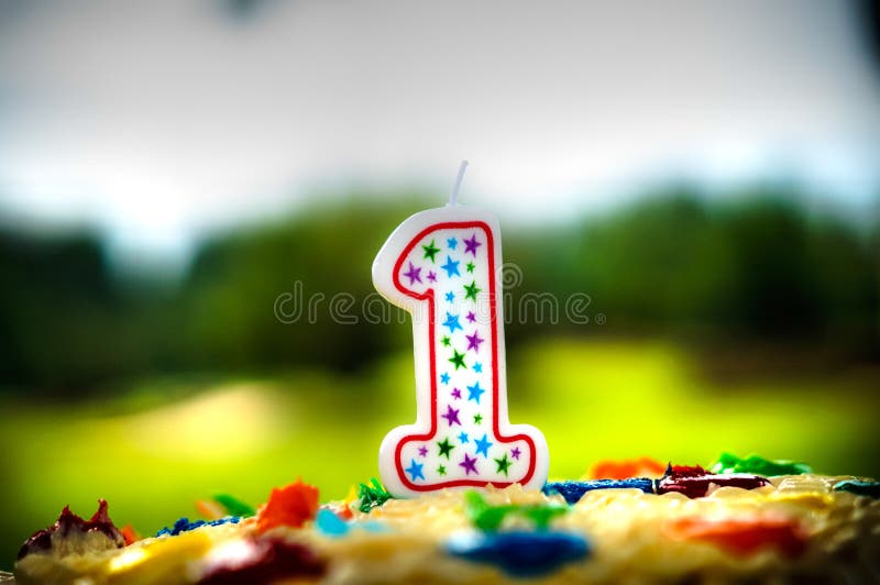 Baby`s First Birthday with a Number One on the Cake Stock Image - Image ...