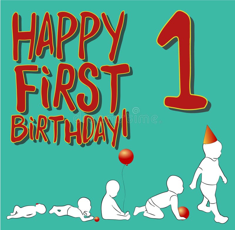 The First Birthday Card . Vector Illustration Stock Vector ...