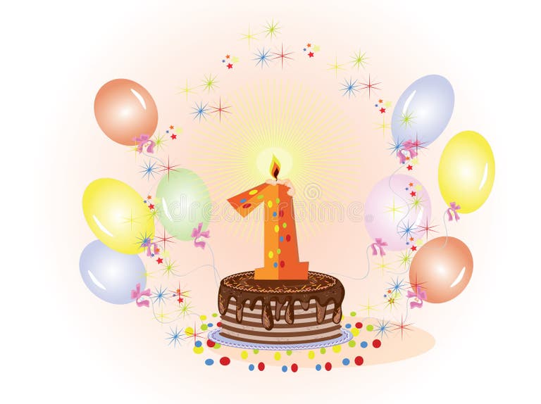 First Year Birthday Cake Stock Illustrations – 1,439 First Year ...
