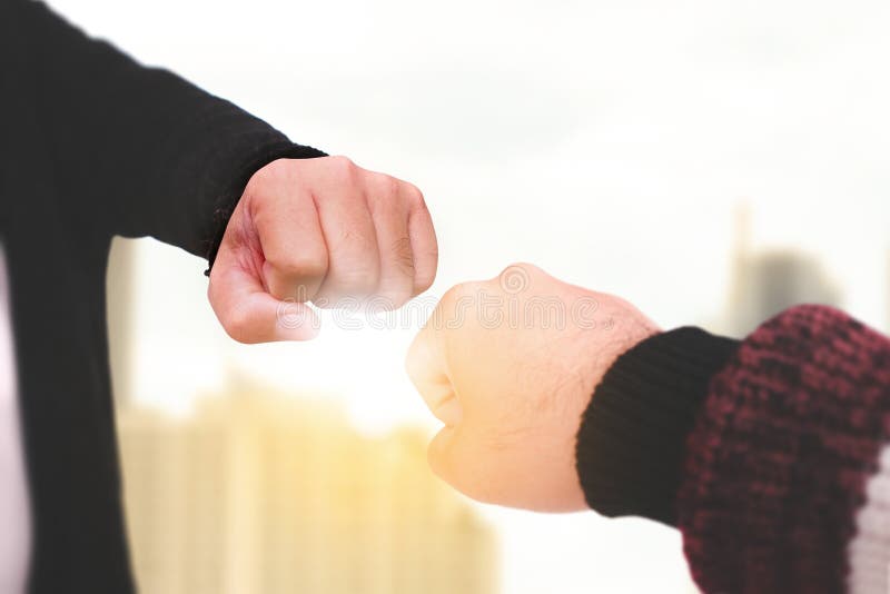 First Bump of Two Individuals , a Form of Greeting or Celebration ...