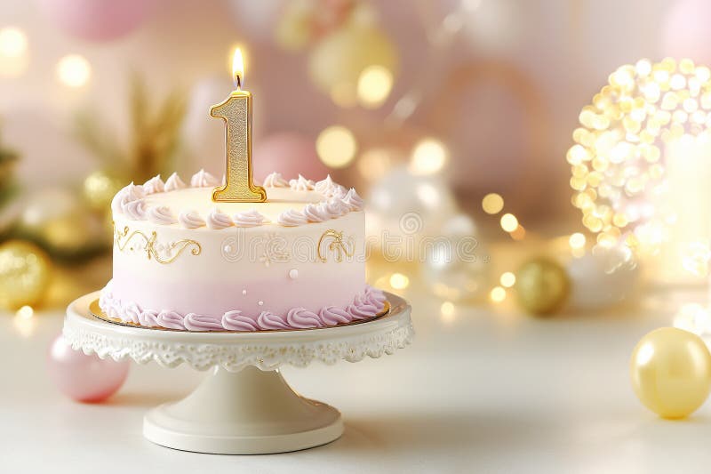 First Celebration Cake stock illustration. Illustration of girl - 377406255