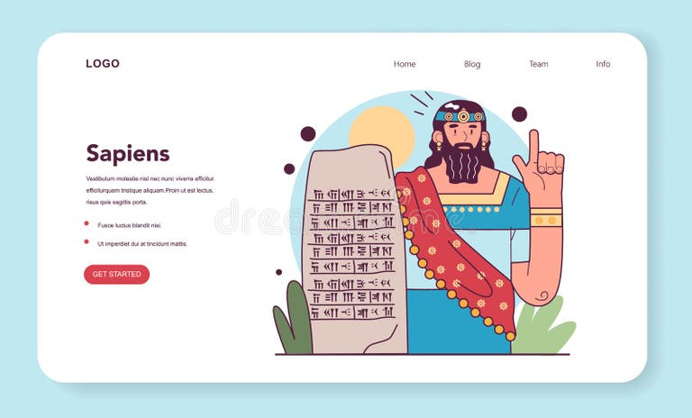 First Civilization Origin Web Banner or Landing Page. Ancient Sumerian ...