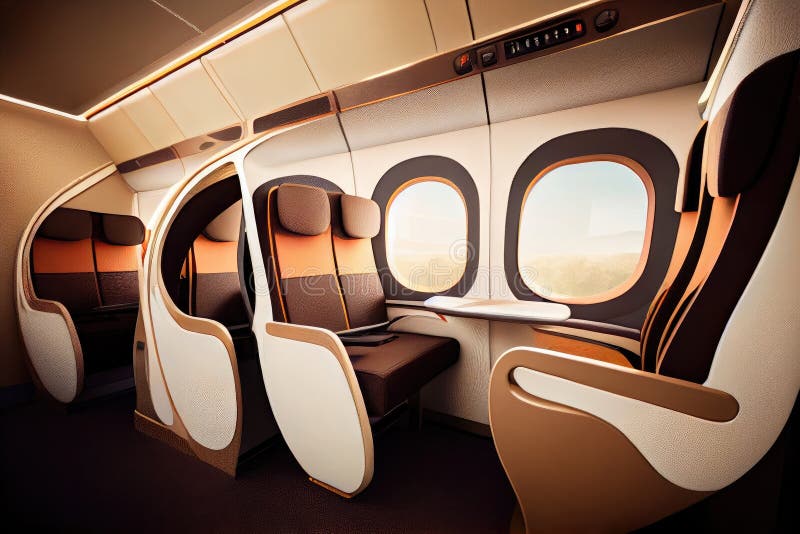 First-class Airplane Cabin, with Comfortable Seats and Sleek Design ...