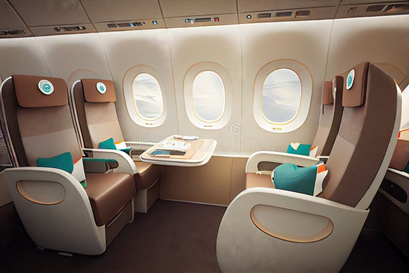 First-class Airplane Cabin, with Comfortable Seats and Sleek Design ...