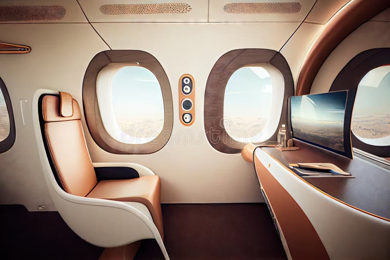 First-class Airplane Cabin, with Comfortable Seats and Sleek Design ...