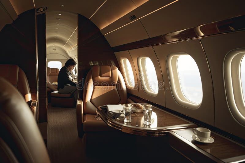 First class in an airplane stock illustration. Illustration of private ...