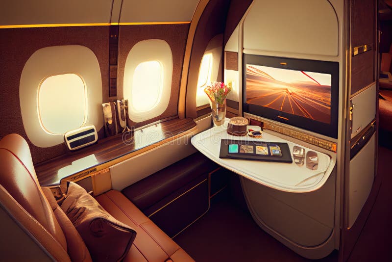 Luxurious First - Class Airline Experience Stock Illustration ...