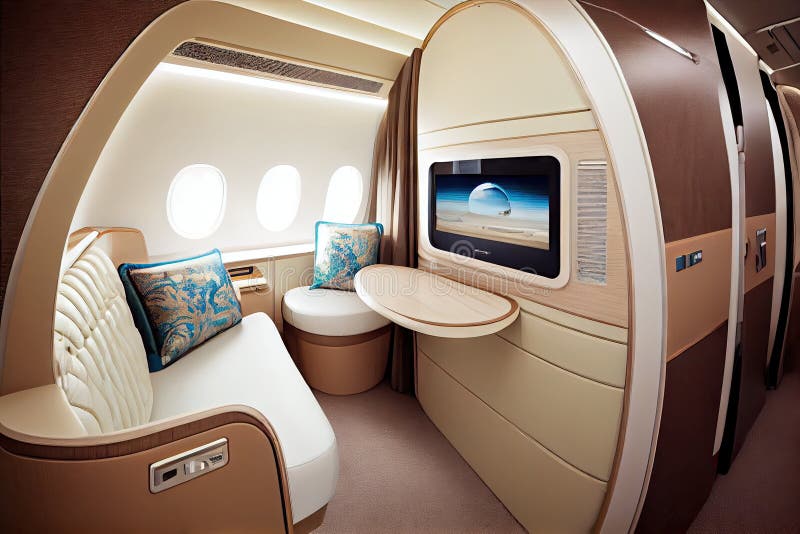 First-class Cabin, with Sleek Modern Design and Plush Seating Stock ...