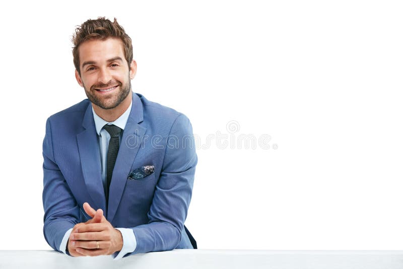 First Class Confidence. Studio Shot of a Handsome Businessman Leaning ...
