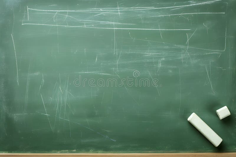 First-class, an Empty Green Chalkboard with an Eraser and White Chalk ...