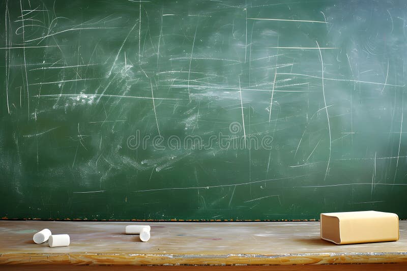 First-class, an Empty Green Chalkboard with an Eraser and White Chalk ...