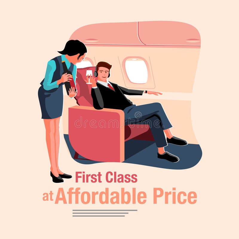 First Class Flight Flat Design Stock Vector - Illustration of logo ...