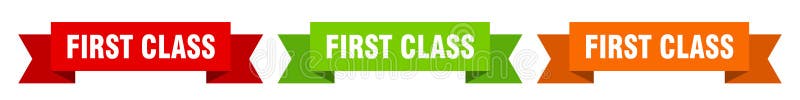 First Class Ribbon. First Class Isolated Paper Sign. Banner Stock ...