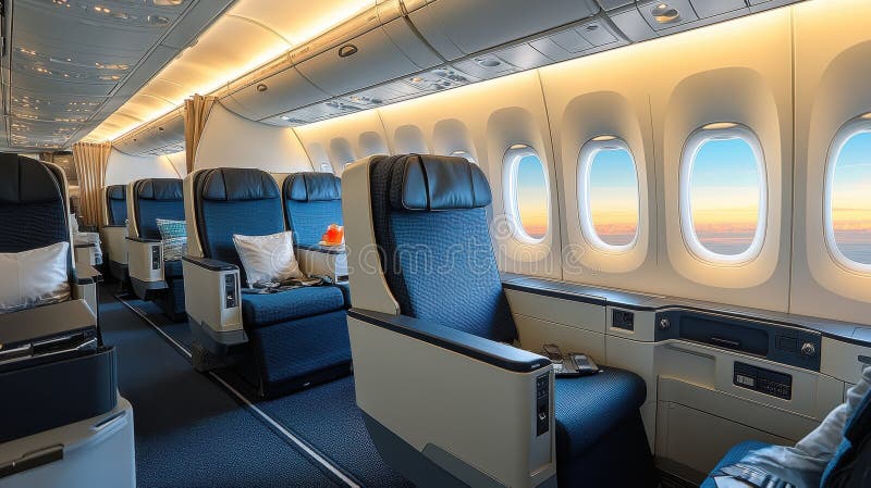 First Class Seats on Board a Passenger Aircraft Stock Photo - Image of ...