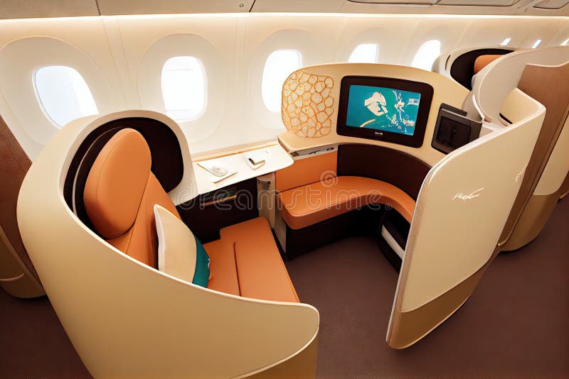 First-class Section of Plane, with Luxurious Seats and Amenities Stock ...