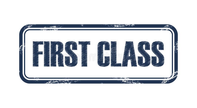 First Class. Square Grungy Stamp Stock Vector - Illustration of light ...