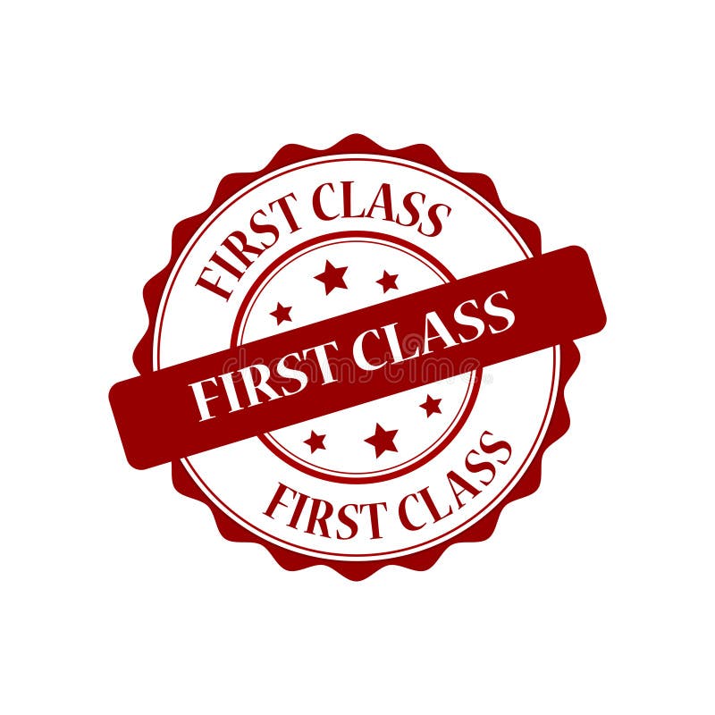 First Class Stamp Illustration Stock Vector - Illustration of round ...