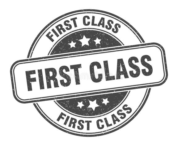 First Class Stamp. First Class Round Grunge Sign Stock Vector ...