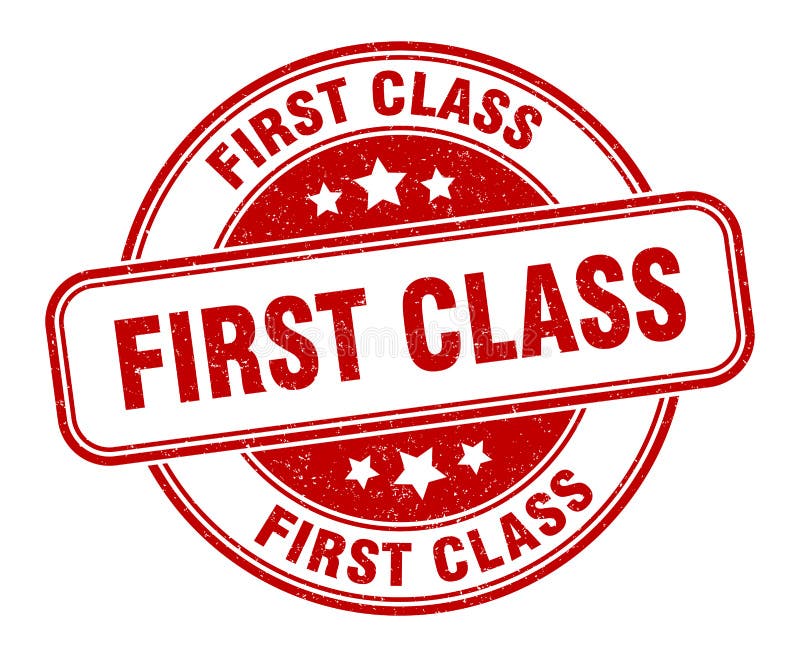 First Class Stamp. First Class Round Grunge Sign Stock Vector ...