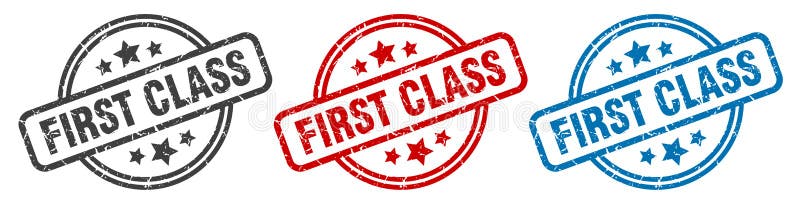 First Class Stamp. First Class Round Isolated Sign Stock Vector ...