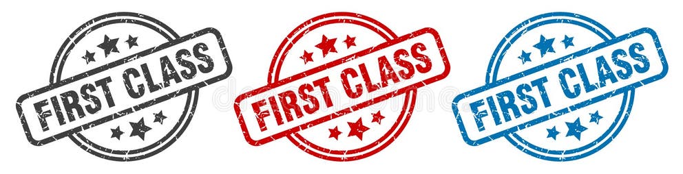 First Class Stamp. First Class Round Isolated Sign Stock Vector ...