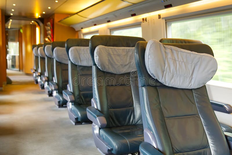 First Class Train Interior in Germany. Travel in Comfortable Train ...