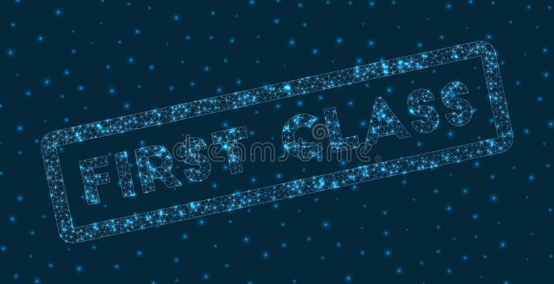 First Class Word in Digital Style. Stock Vector - Illustration of card ...