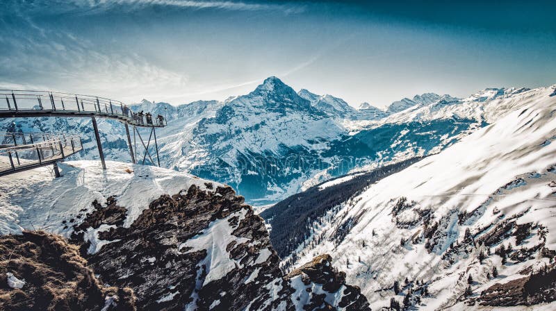 Cliff Walk of the First Mountain in Grindelwald. Bernese Alps of ...