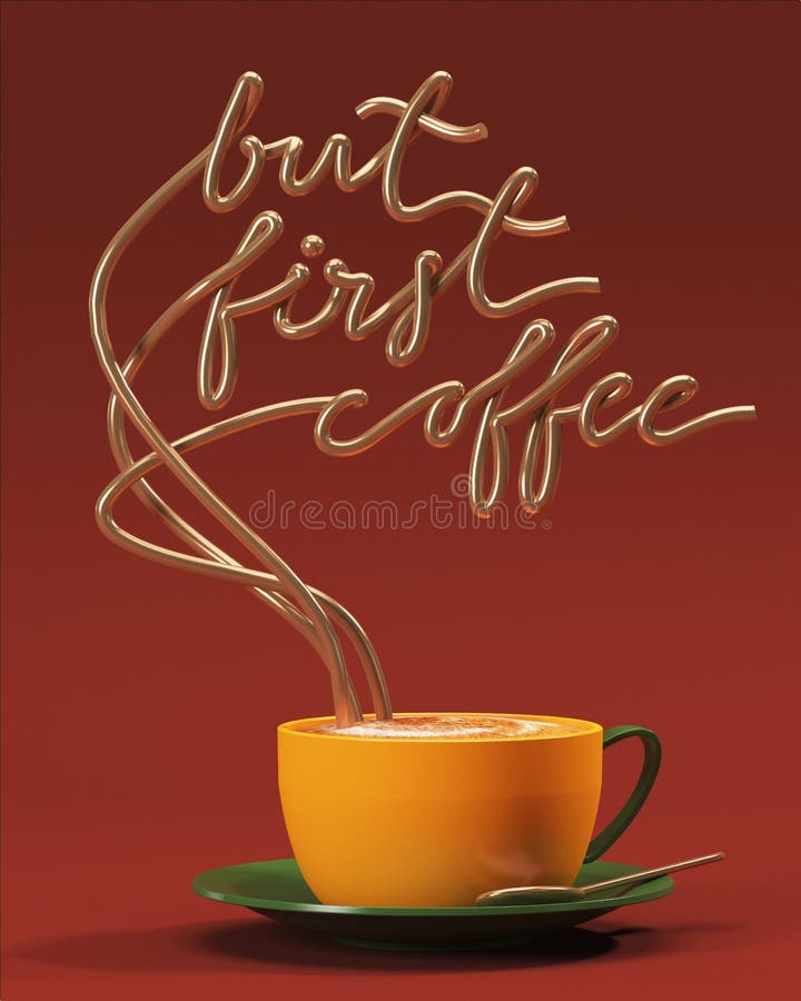 But First Coffee Quote with Cup, Typography Poster. for Greeting Cards ...