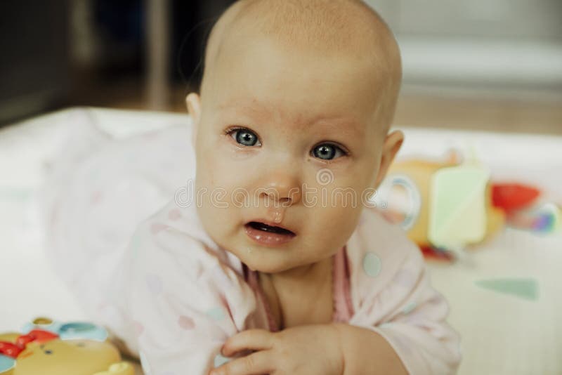 The First Cold in a Young Child, Crying, Glass Eyes, Illness Stock ...