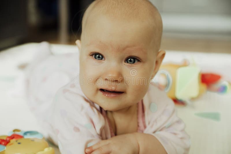 The First Cold in a Young Child, Crying, Glass Eyes, Illness Stock ...