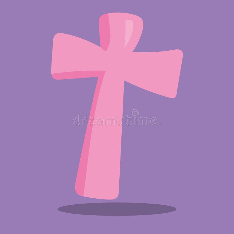 Pink Cross Symbol on White Background. Stock Illustration ...