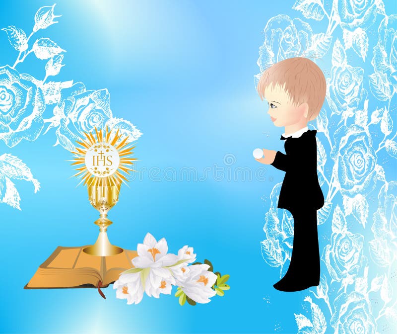 First communion stock illustration. Illustration of flowers - 69104115