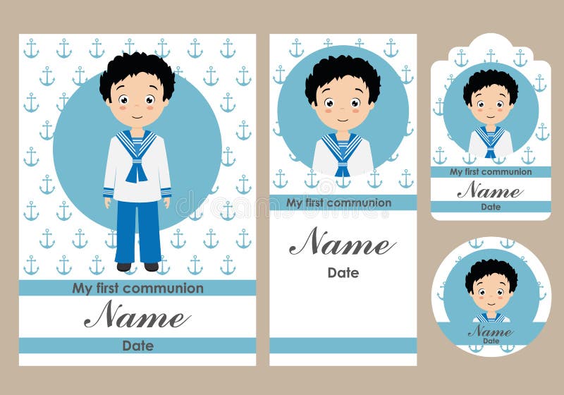 First Communion Card, Bookmark, Label and Sticker Set for Children ...