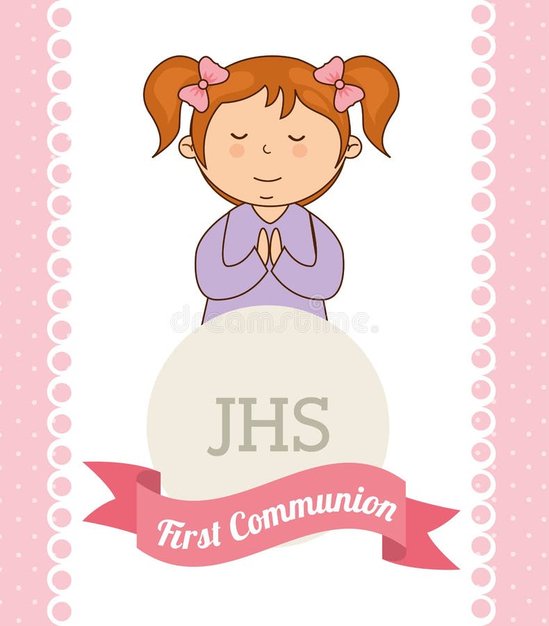 First Communion Card Design Stock Vector - Illustration of ribbon ...
