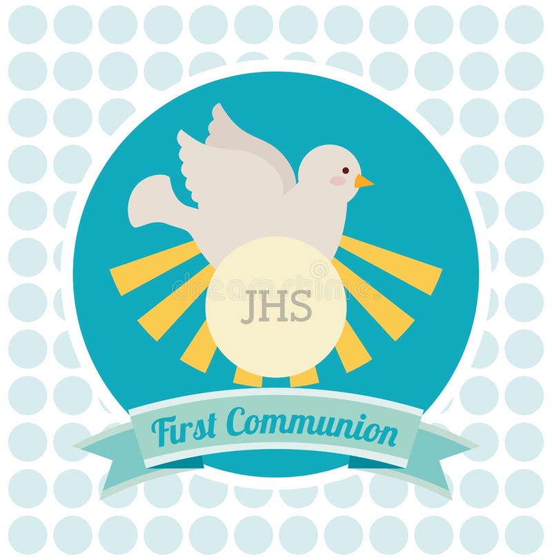 First Communion Card Design Stock Vector - Illustration of dove ...