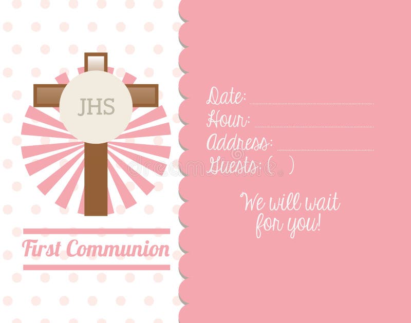 First Communion Card Design Stock Vector - Illustration of background ...